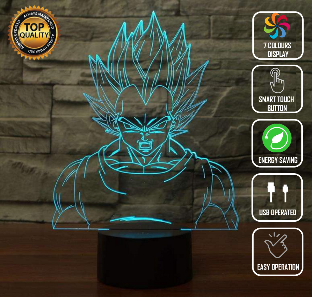 Vegeta DragonBall Z Goku Saiyan 3D NIGHT LIGHT – Eyes Of The World